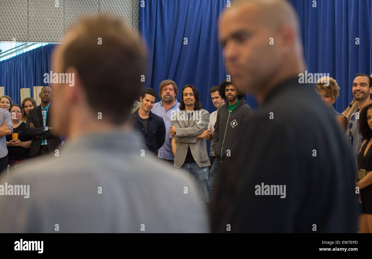 Manhattan, NY, USA. 18th June, 2015. Lead actor LIN-MANUEL MIRANDA ...