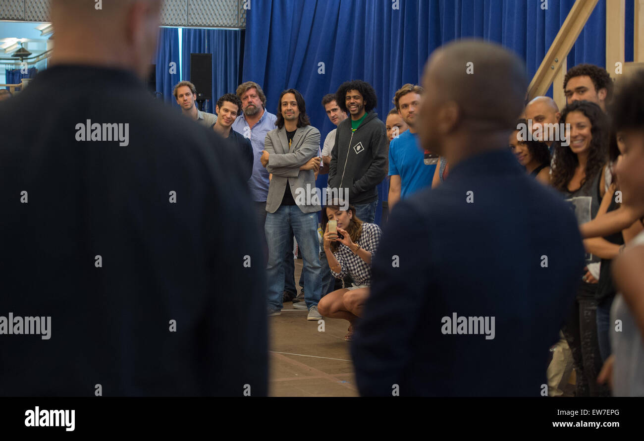 Manhattan, NY, USA. 18th June, 2015. Lead actor LIN-MANUEL MIRANDA ...