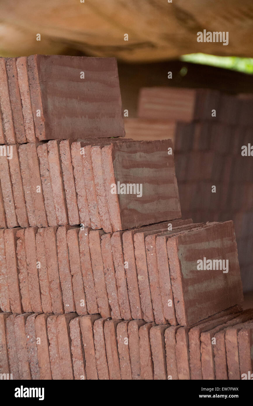 Close view of a pile of traditional mud bricks production Stock Photo ...