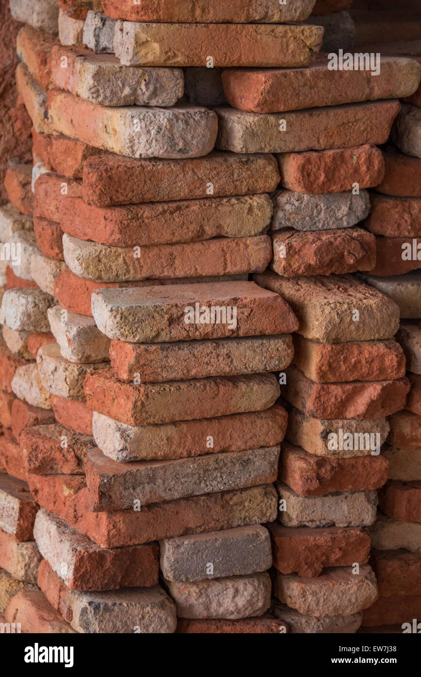 Close view of a pile of traditional mud bricks production Stock Photo ...