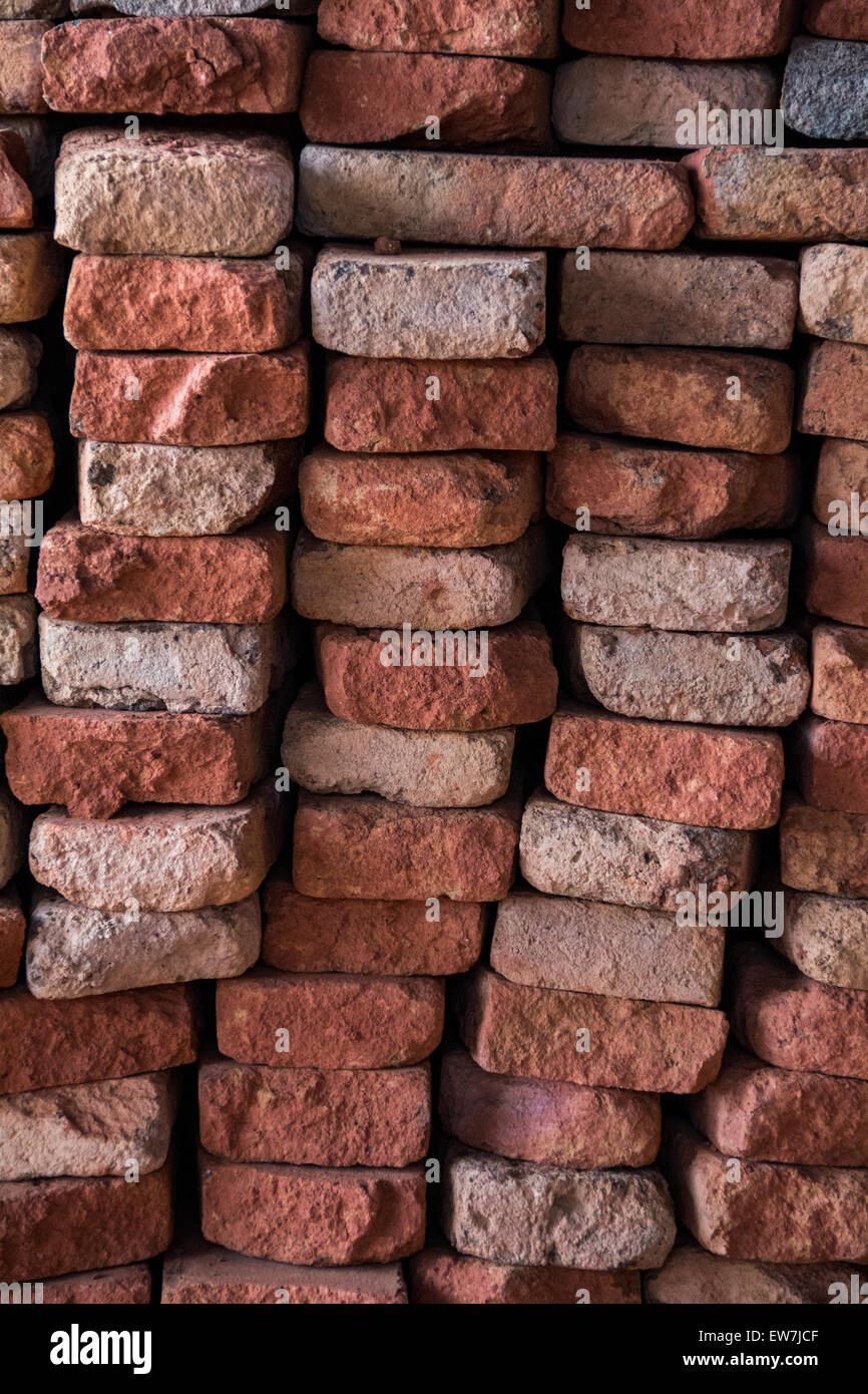 Close view of a pile of traditional mud bricks production Stock Photo ...