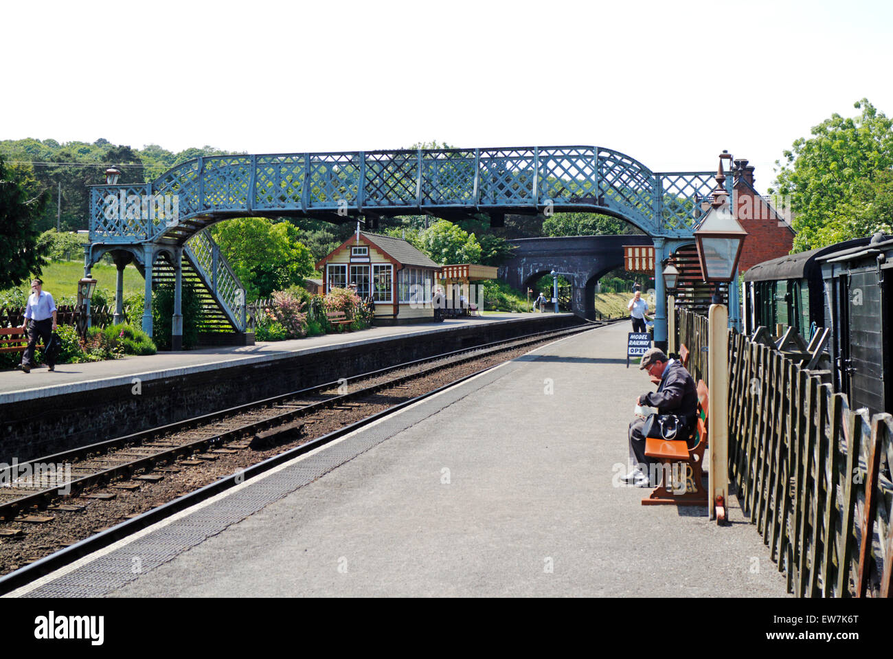 A view of the passenger bridge at Weybourne Station on the North ...