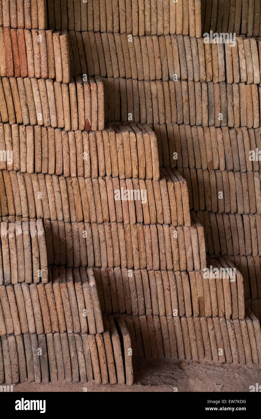 Close view of a pile of traditional mud bricks production Stock Photo ...