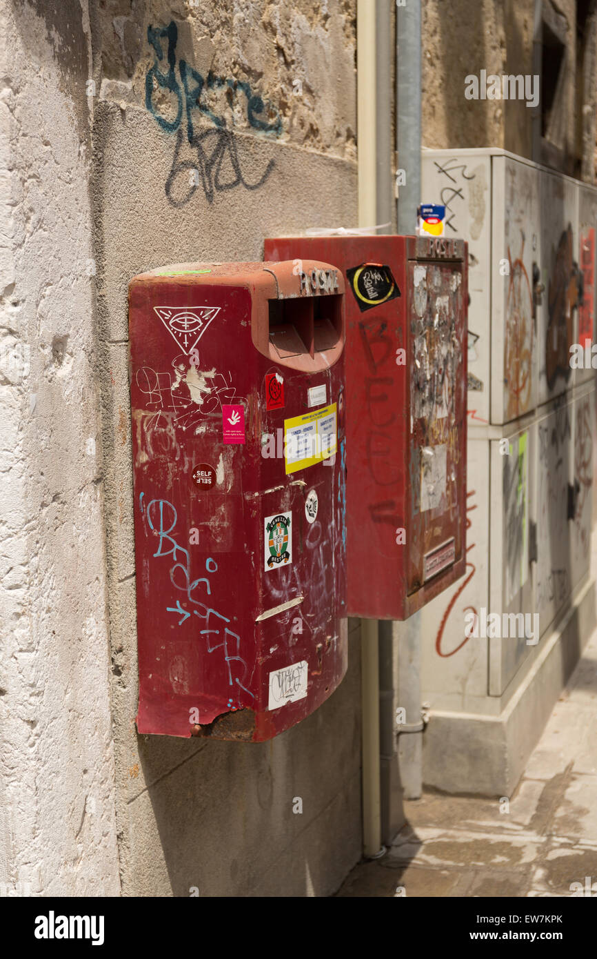 Two red post boxes in Venice Italy Stock Photo - Alamy