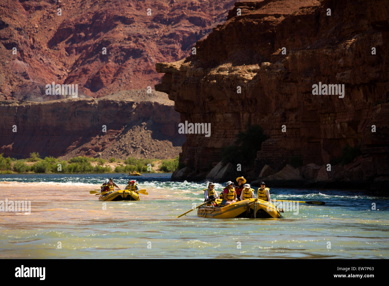 People rafting down a river Stock Photo - Alamy