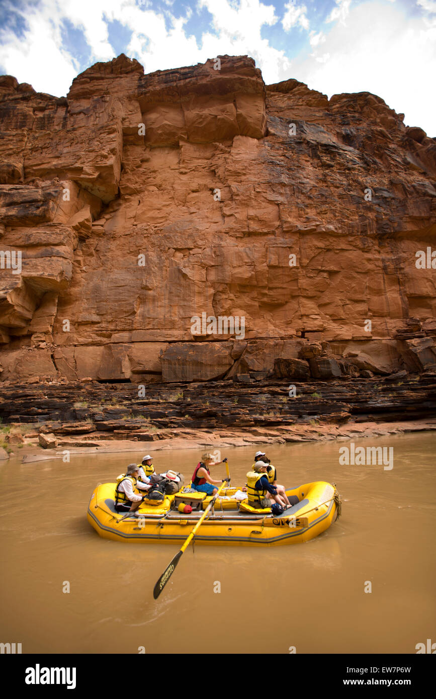 People rafting down a river through a canyon Stock Photo - Alamy