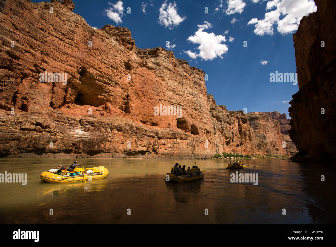 People rafting on a river deep in a canyon Stock Photo - Alamy