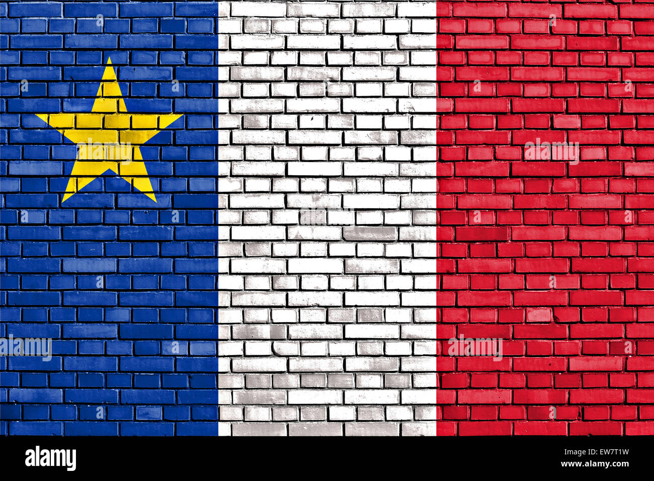 flag of Acadia painted on brick wall Stock Photo - Alamy