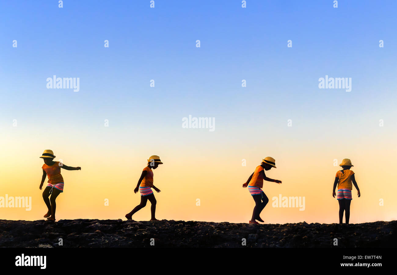 Multi exposure image of a girl moving around Stock Photo - Alamy