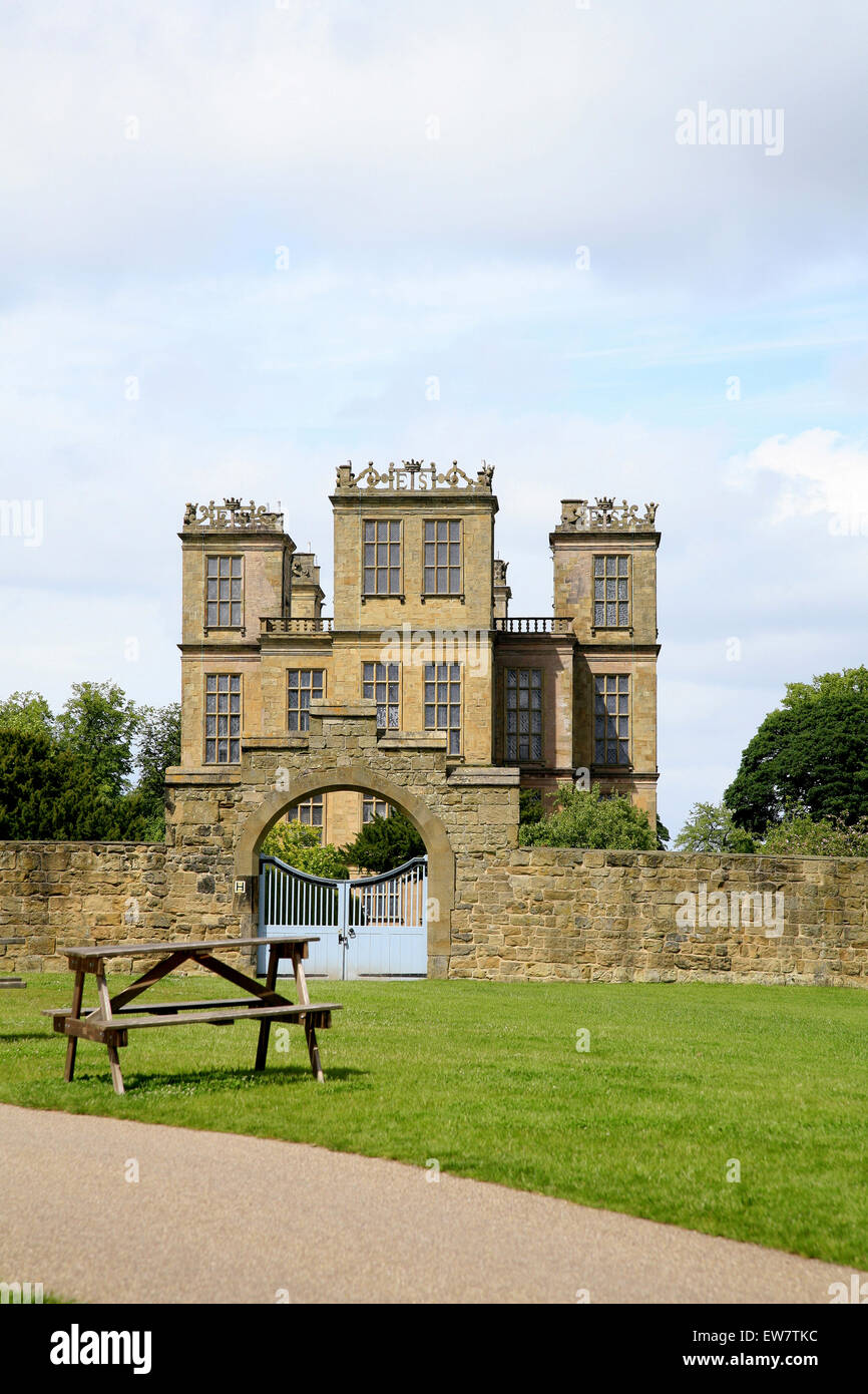 HARDWICK, DERBYSHIRE, UK. JUNE 18, 2015. The grand Hardwick hall from ...