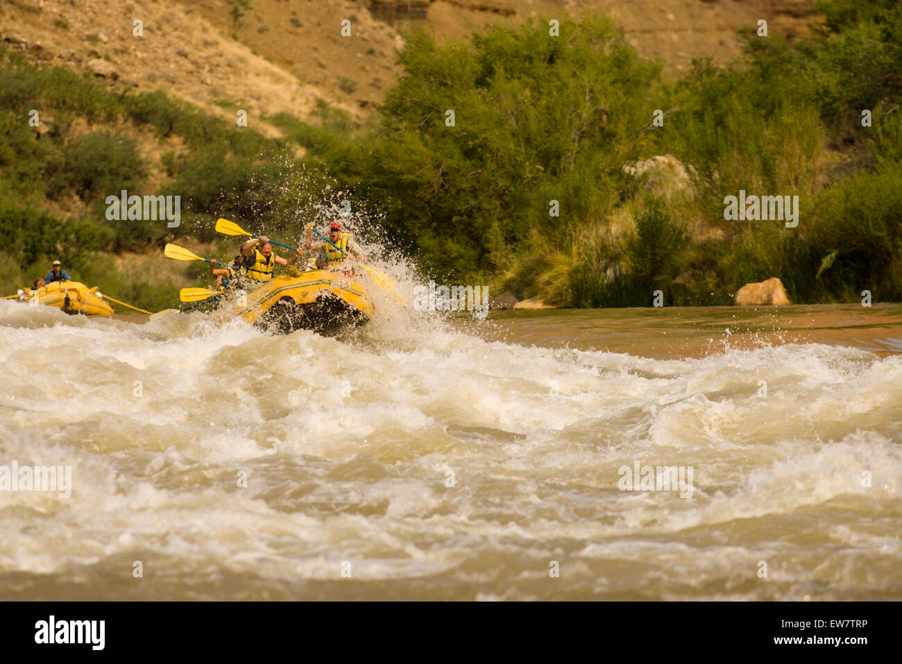 Rafting down the Colorado River through the Grand Canyon, Arizona Stock ...