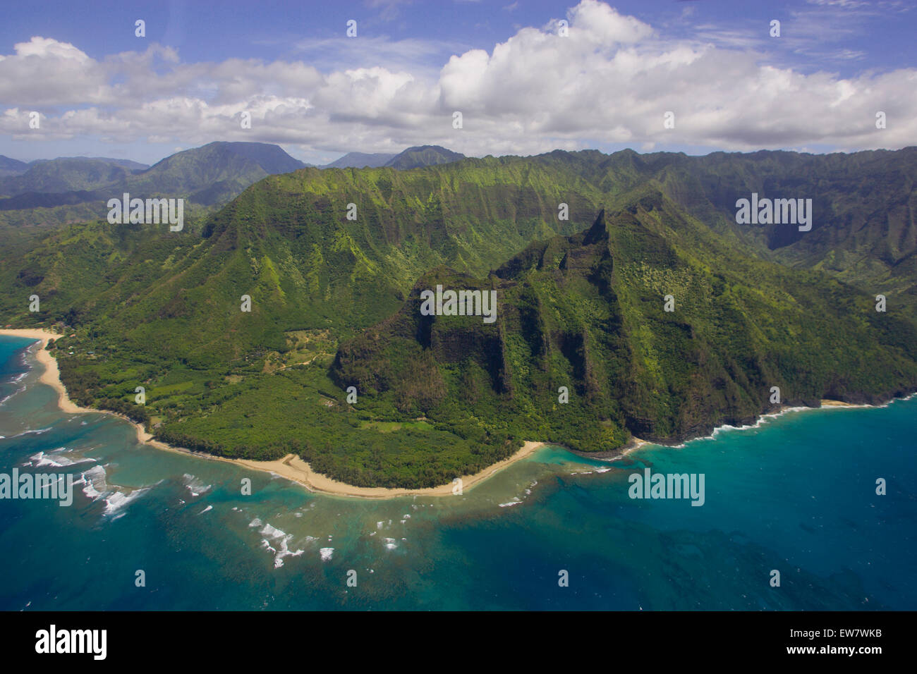 Ke'e Beach and Bali Hai Formations, Kauai, Hawaii (ariel Stock Photo ...