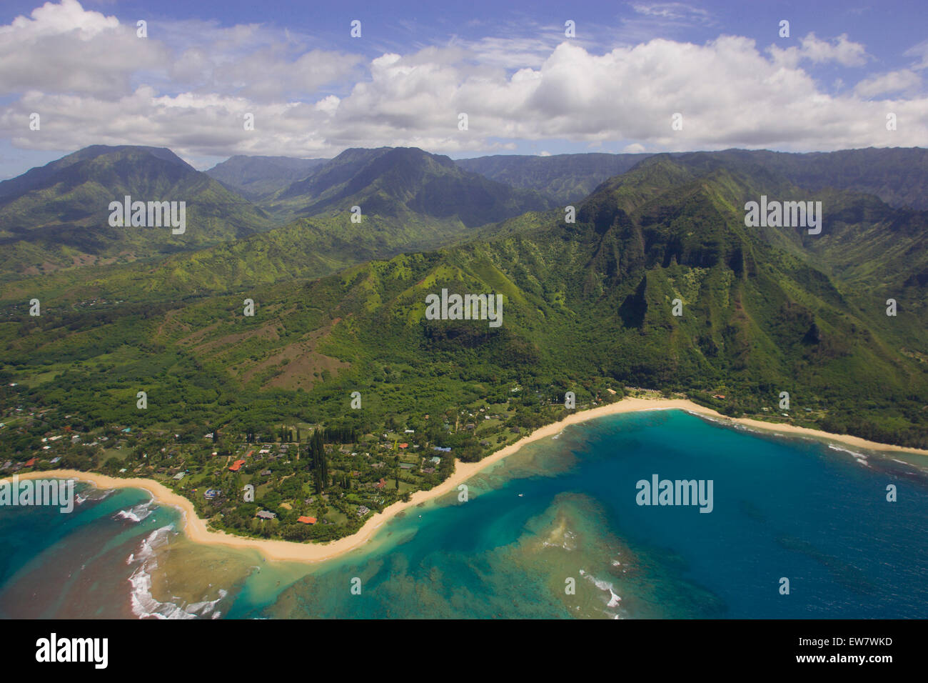 Tunnels Beach and Ha'ena, Kauai, Hawaii (ariel Stock Photo - Alamy
