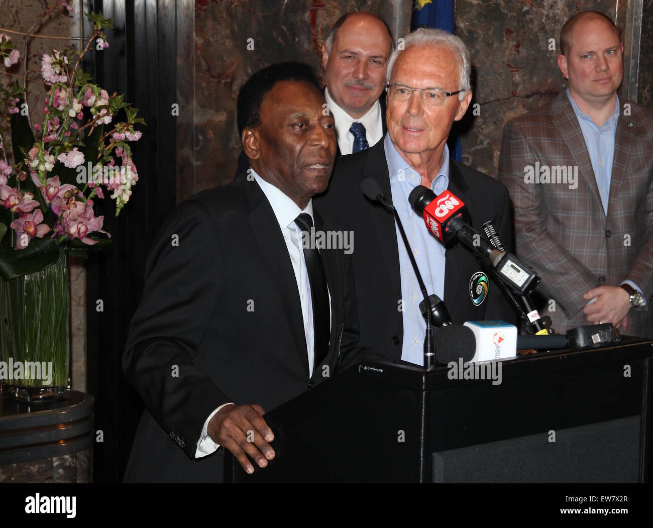 New York Cosmos legends, Pelé and Franz Beckenbauer, light up the ...
