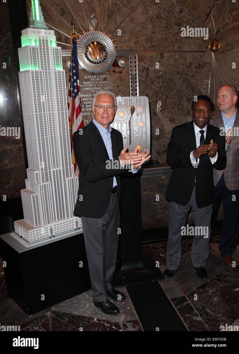 New York Cosmos legends, Pelé and Franz Beckenbauer, light up the ...