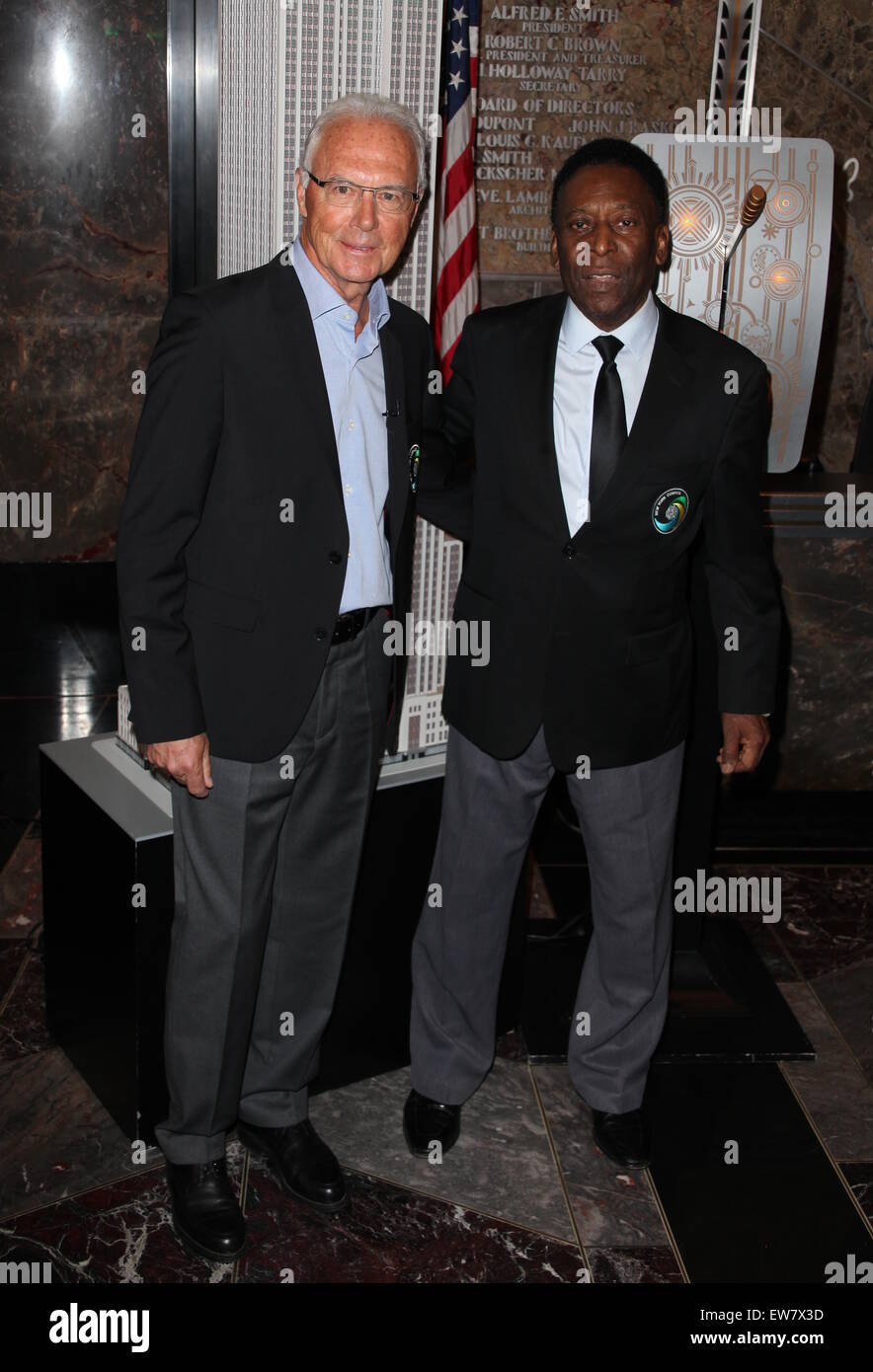 New York Cosmos legends, Pelé and Franz Beckenbauer, light up the ...