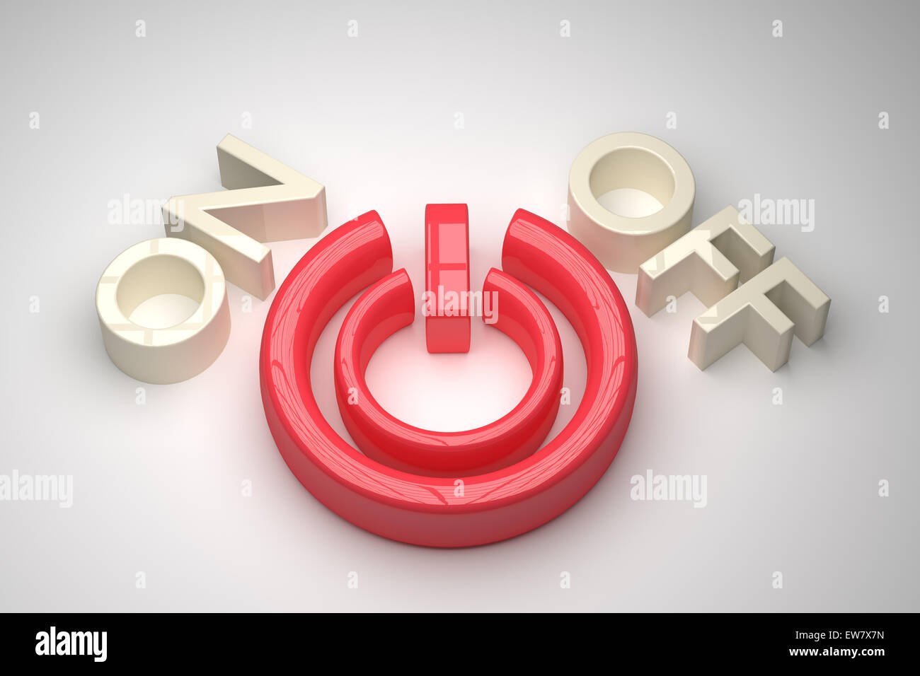 3d rendering of an on off button on a white surface Stock Photo - Alamy