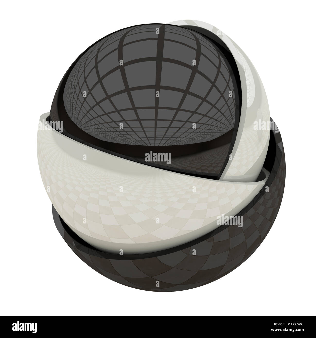 3d rendering of a black and white open spheres Stock Photo - Alamy