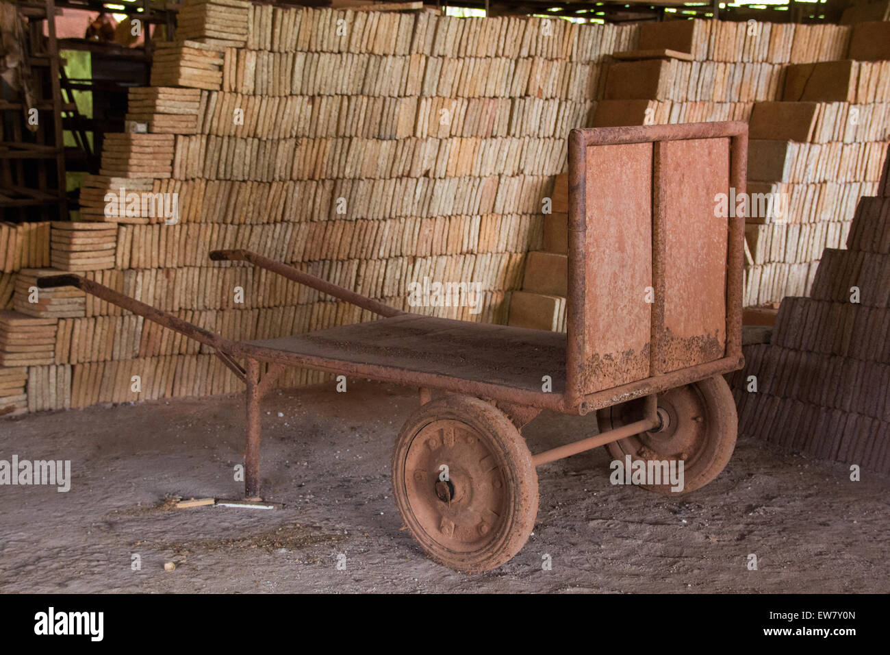 Close view of a pile of traditional mud bricks production Stock Photo ...