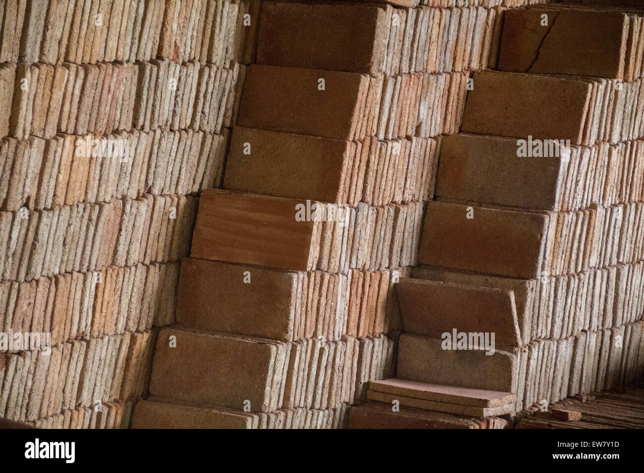 Close view of a pile of traditional mud bricks production Stock Photo ...