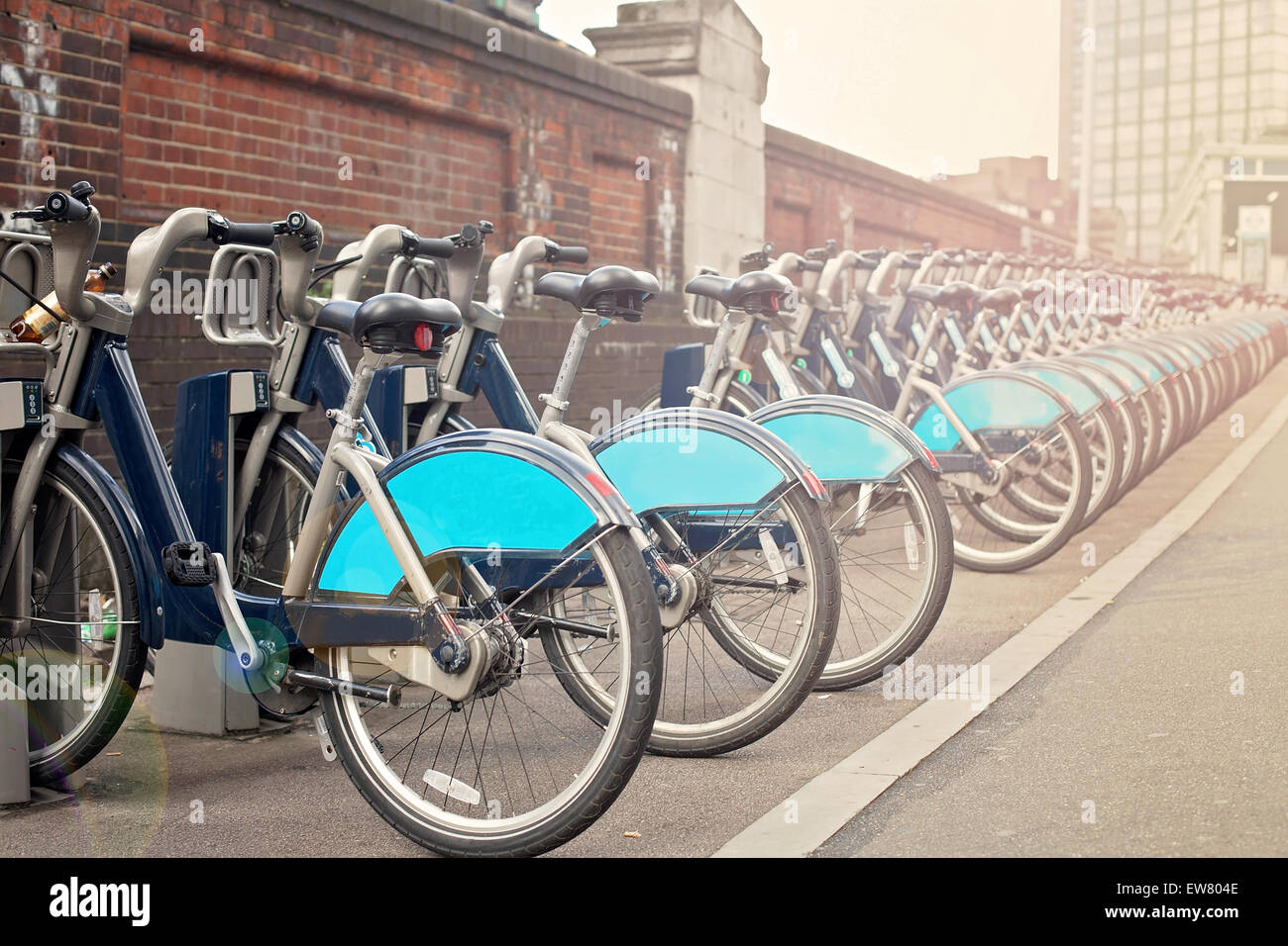 Bikes for rent in London, street Stock Photo - Alamy