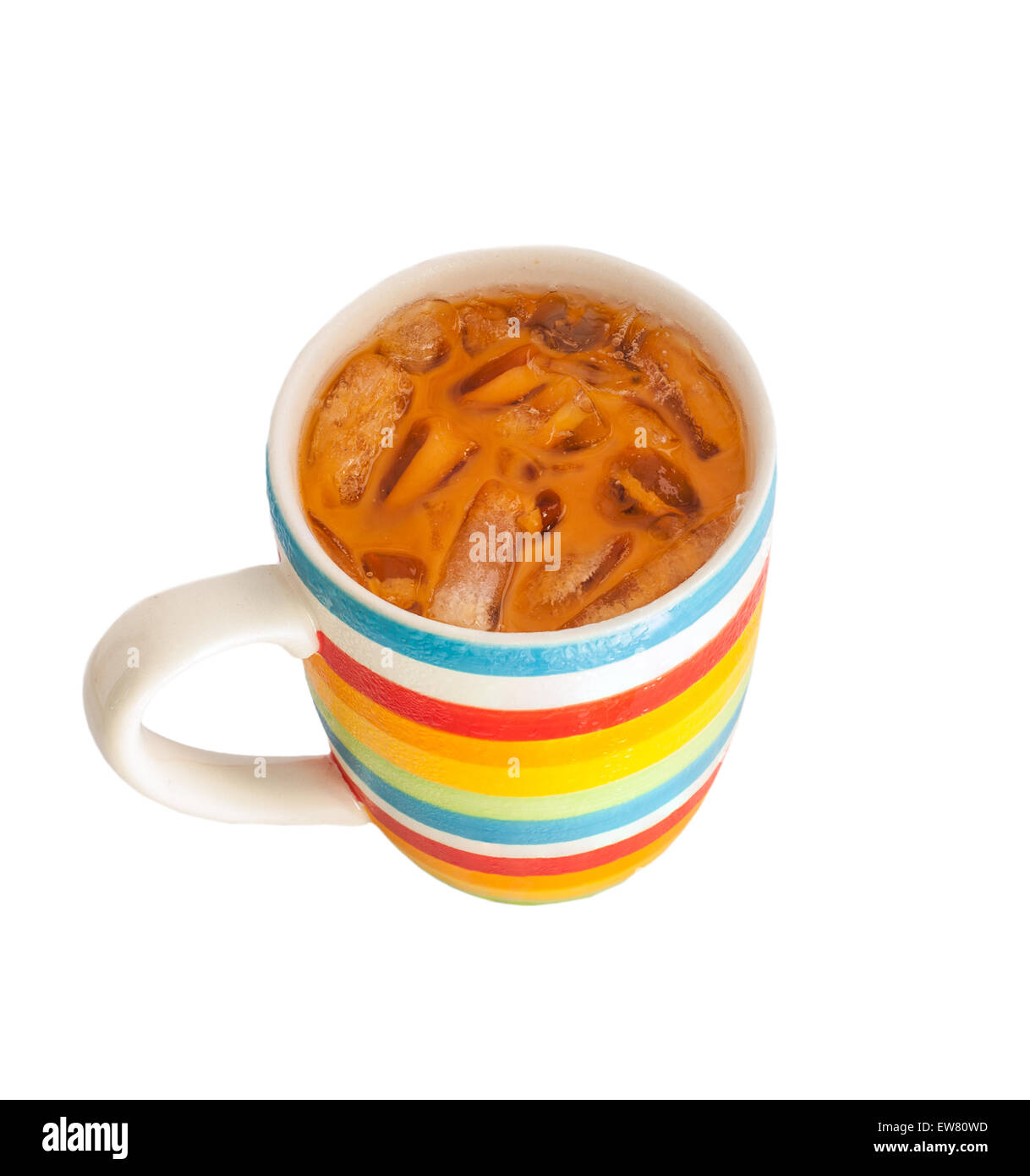 Thai iced milk tea in rainbow cup, isolated on white Stock Photo - Alamy