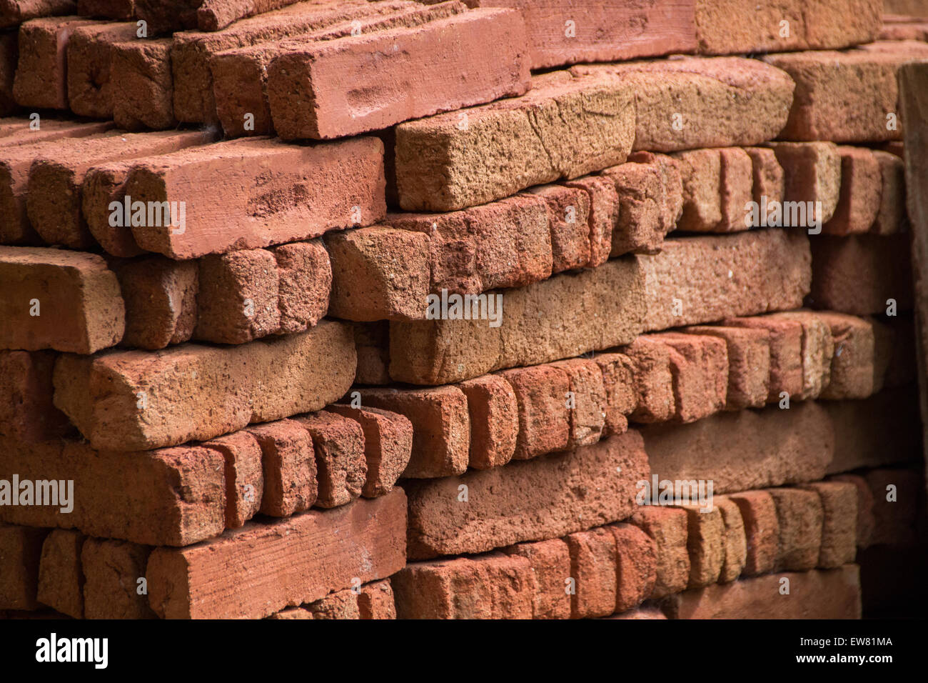 Close view of a pile of traditional mud bricks production Stock Photo ...