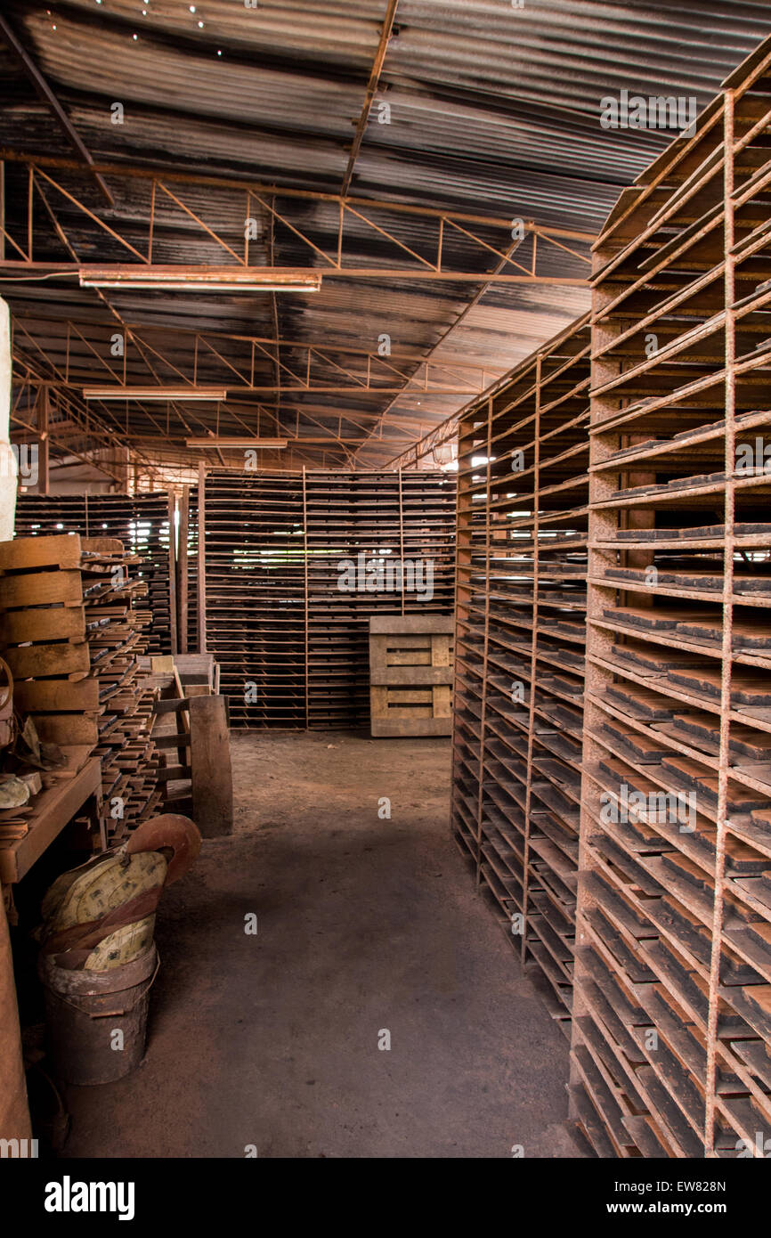 Interior view of the factory of traditional mud brick production Stock ...