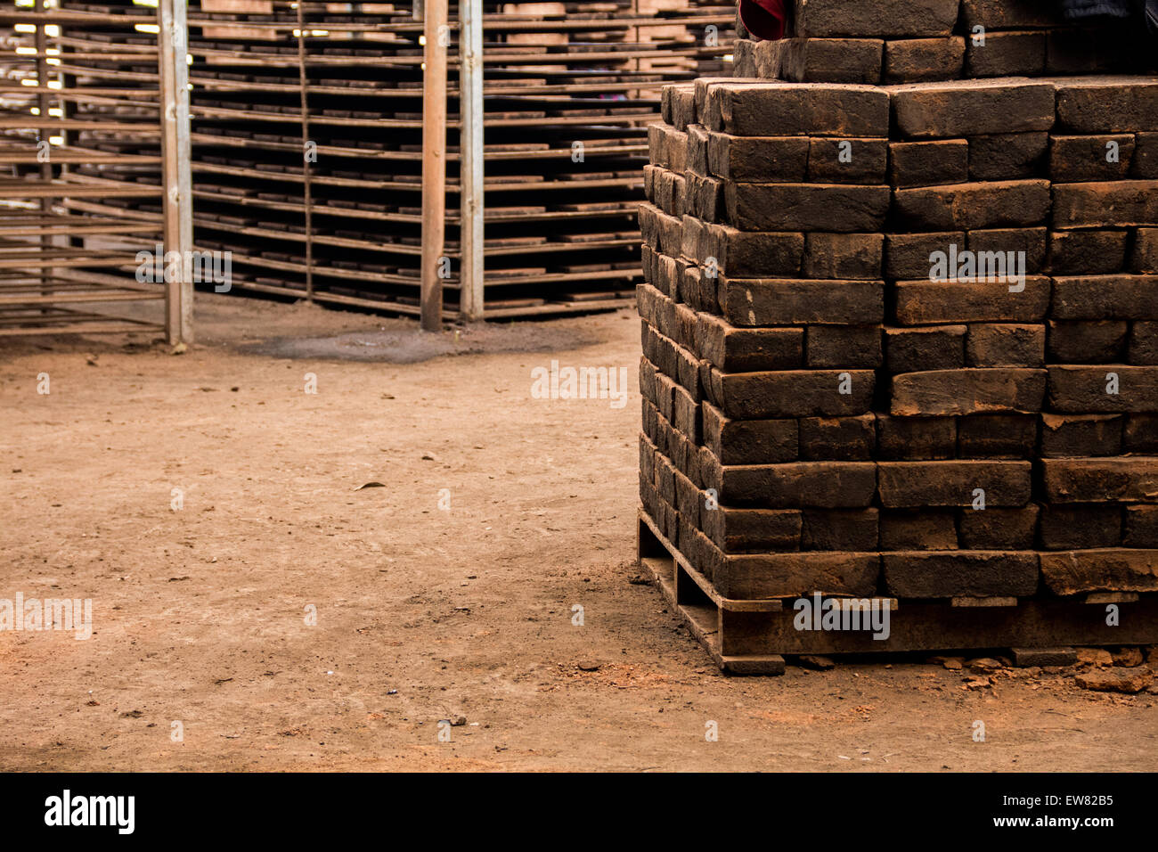 Close view of a pile of traditional mud bricks production Stock Photo ...