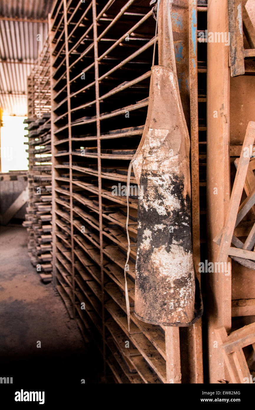 Interior view of the factory of traditional mud brick production Stock ...