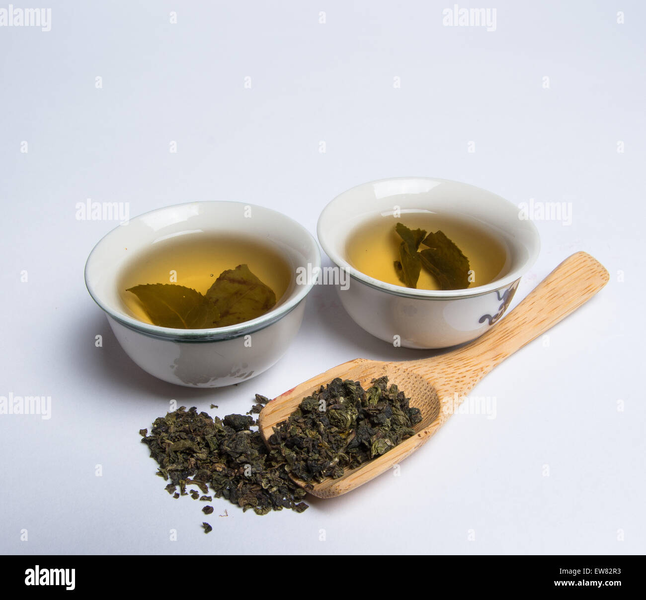 two bowls with green tea Stock Photo - Alamy