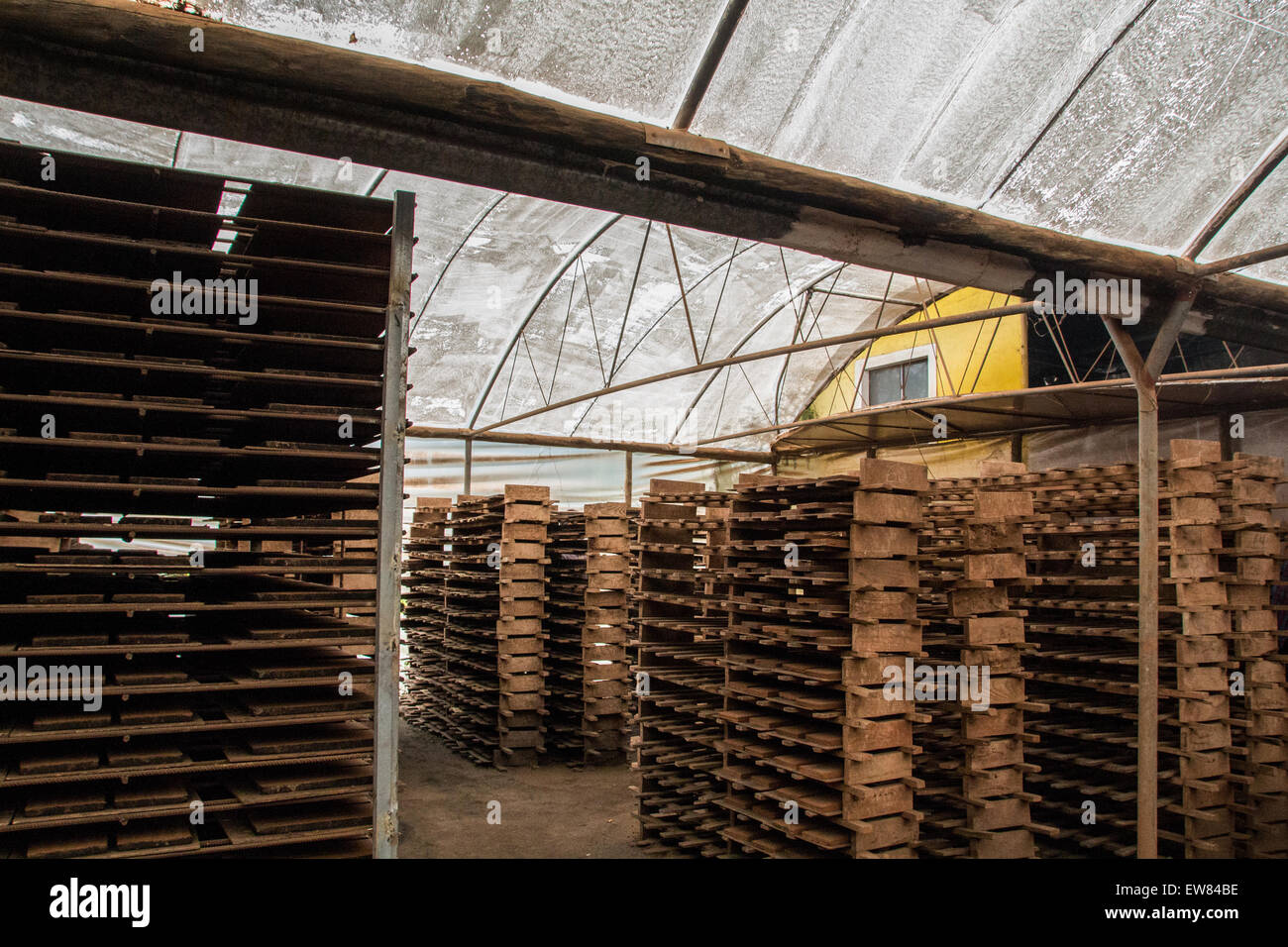 Interior view of the factory of traditional mud brick production Stock ...