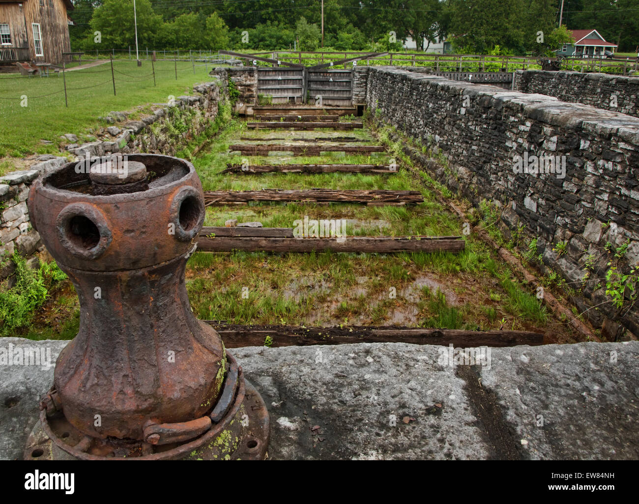repair bay and round quoin post used to repair boats traveling the Erie ...