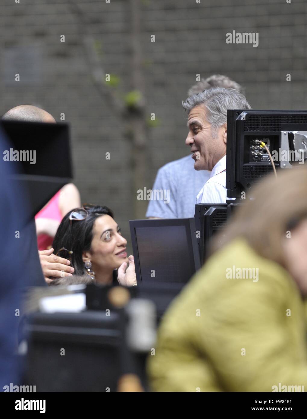 Amal Clooney visits her husband George Clooney on the set of 'Money ...