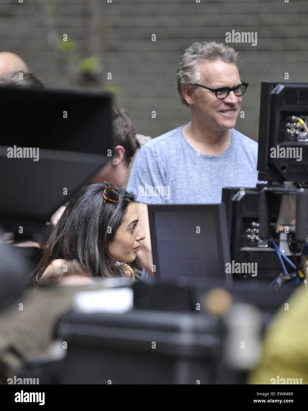 Amal Clooney visits her husband George Clooney on the set of 'Money ...