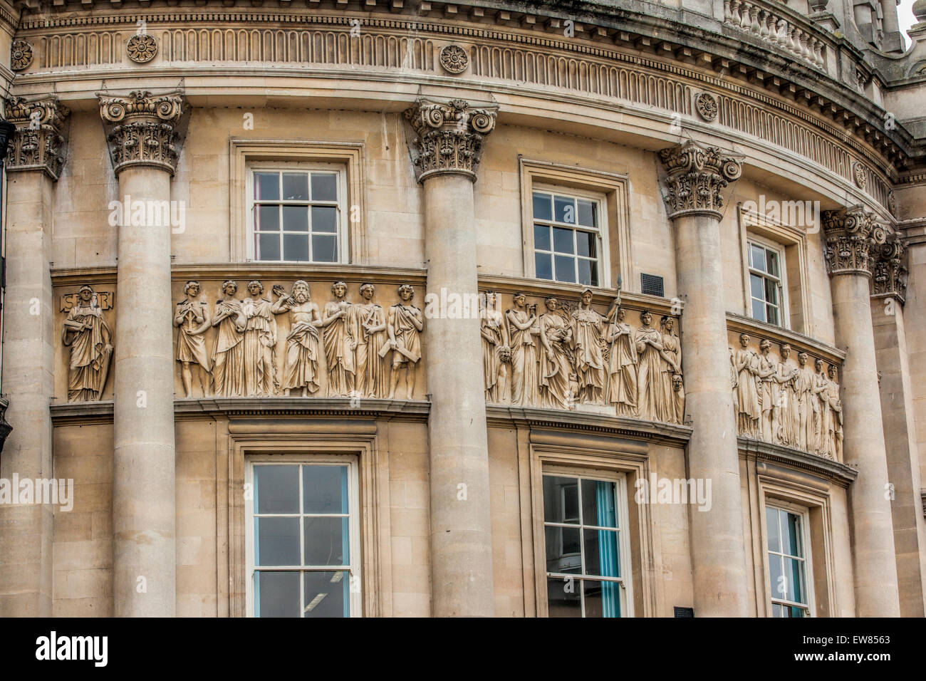 Neo classical frieze on Georgian stone building next to Bath Abbey in ...
