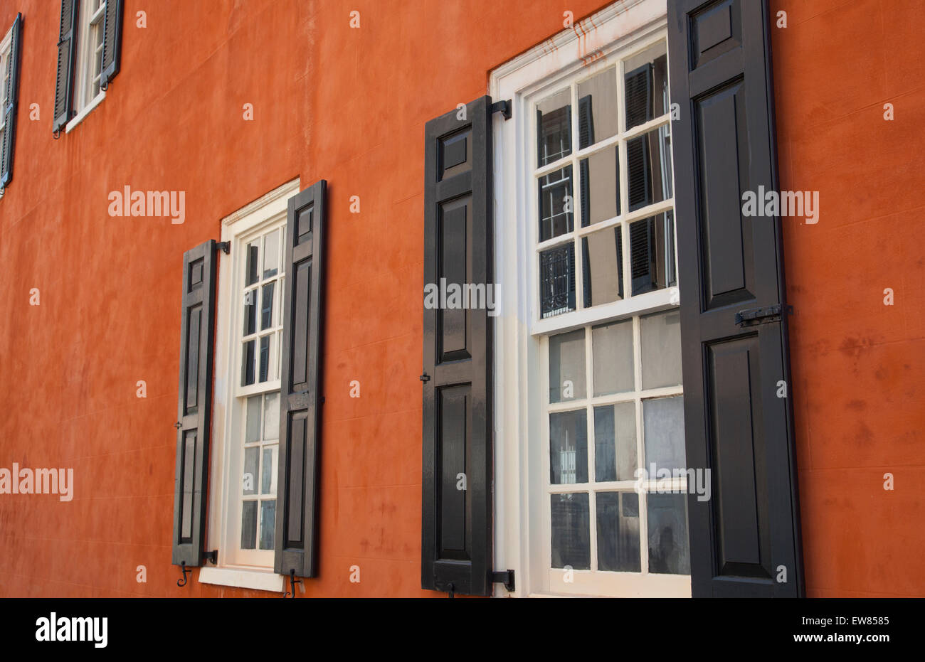 Colorful building windowns in Charleston, South Carolina USA Stock ...