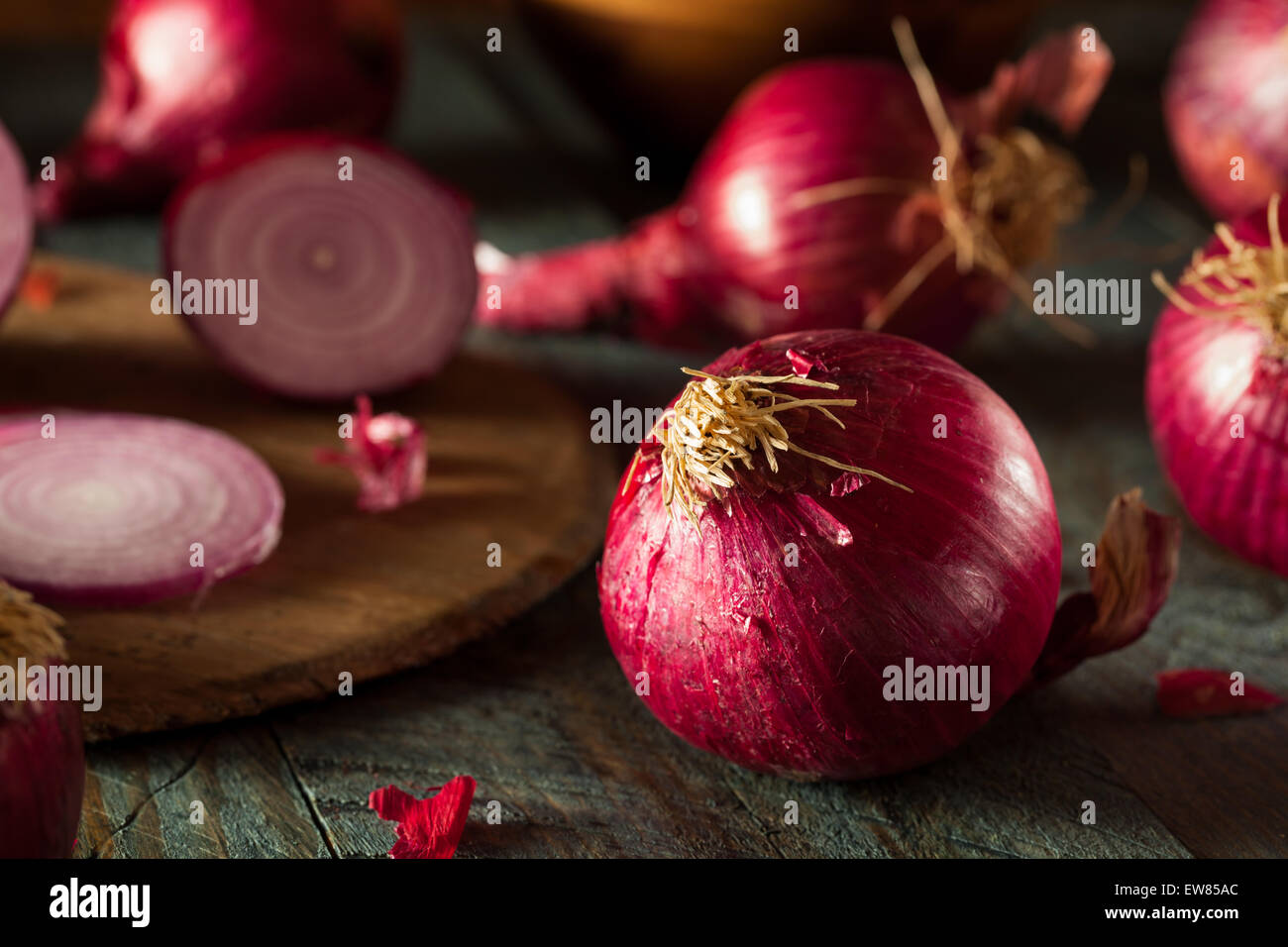 Raw Organic Red Onions on a Background Stock Photo - Alamy