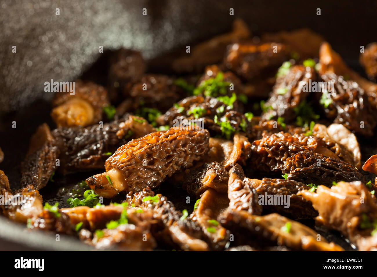 Organic Sauteed Morel Mushrooms REady to Eat Stock Photo - Alamy