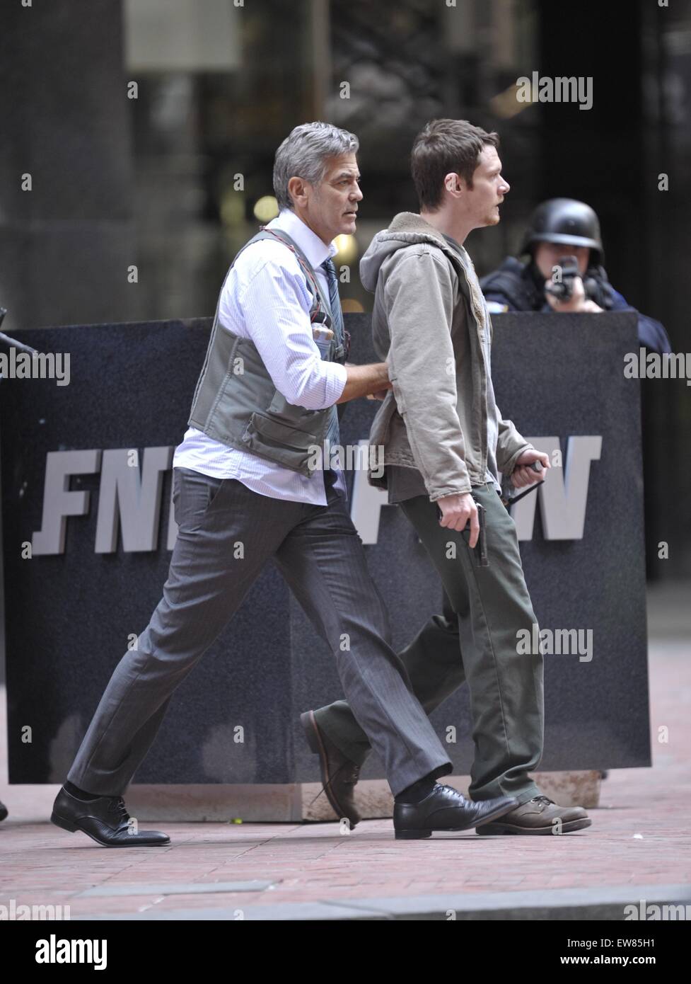 George Clooney and Jack O'Connell on set filming 'Money Monsters ...
