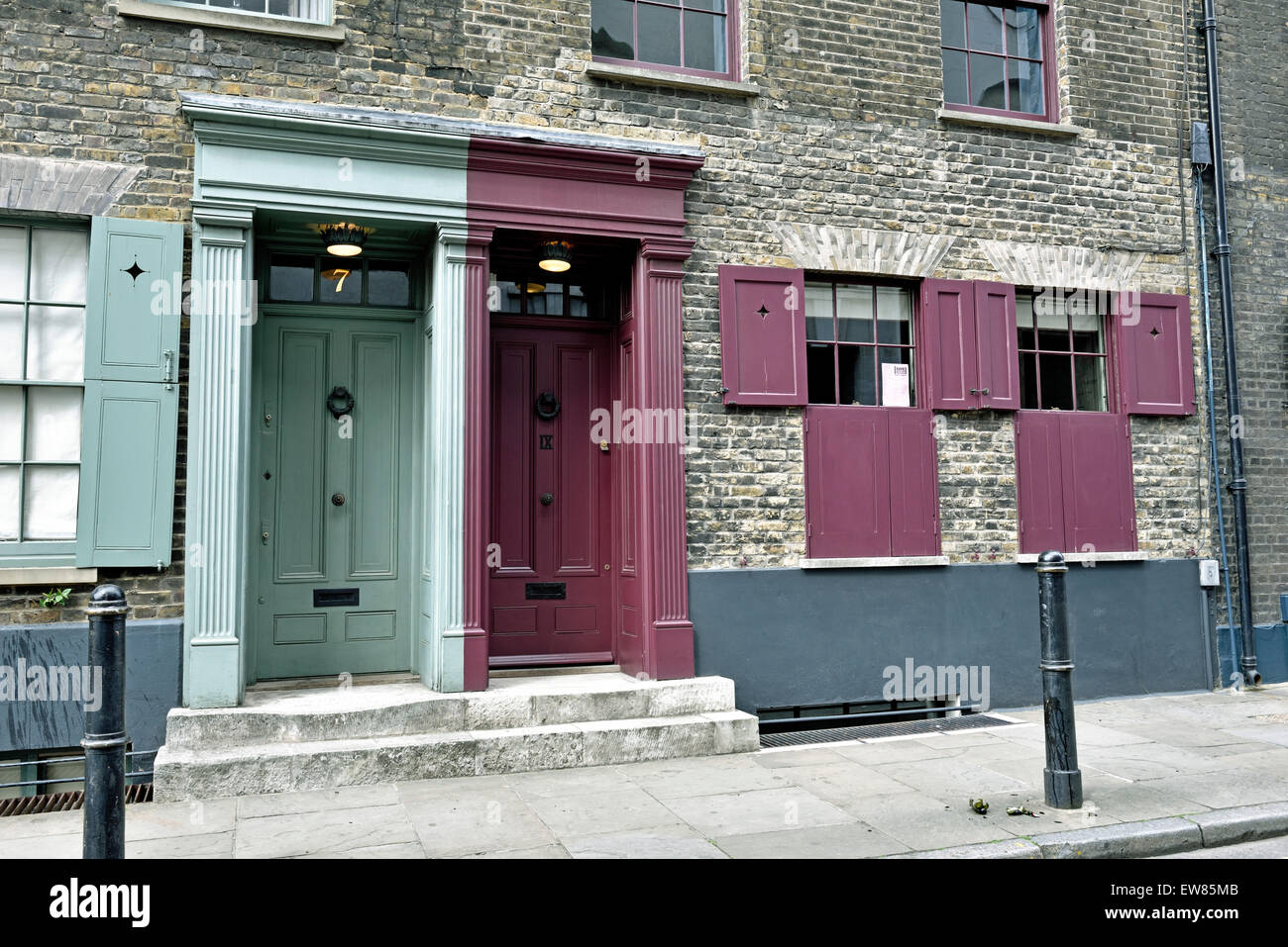 Two Georgian Doorways doors with shuttered windows, spitalfields London ...