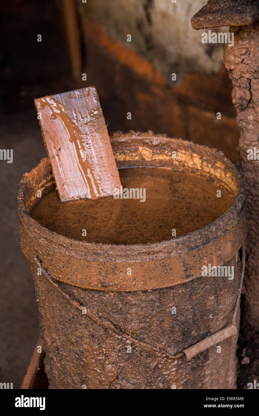 Close view of the mold tools to create traditional mud bricks Stock ...