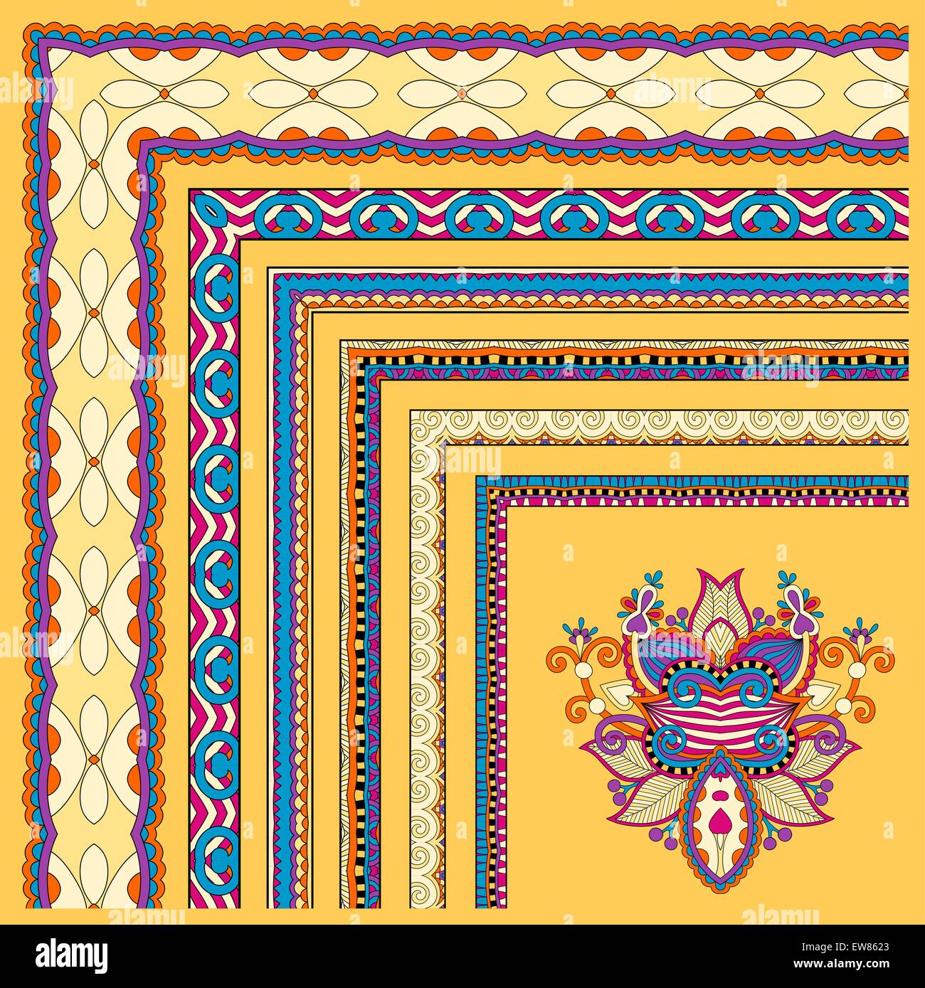 yellow floral vintage frame design. Vector set Stock Vector Image & Art ...