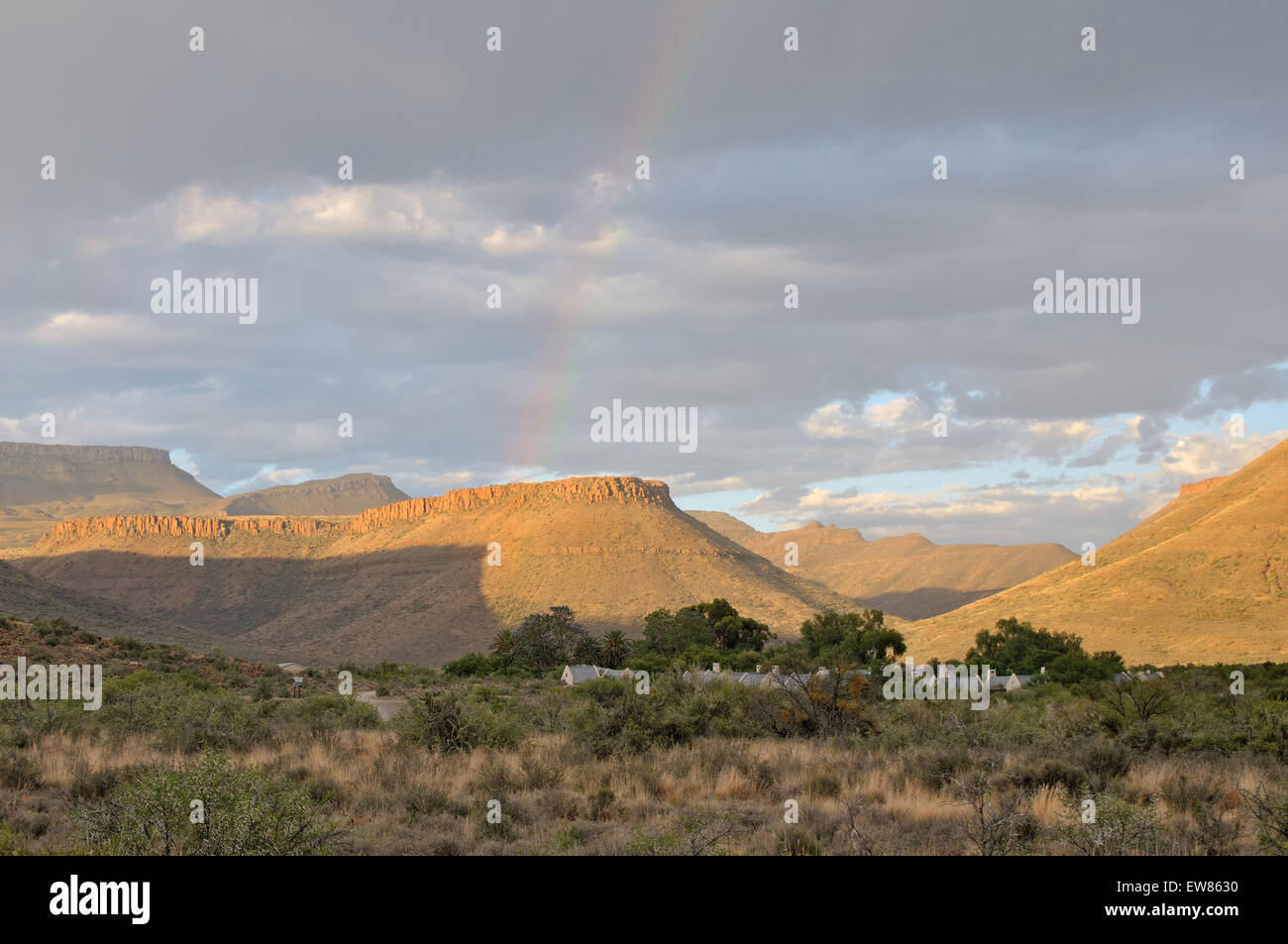 Rainbow and sunset landscape in the Karoo National Park, Northern Cape ...