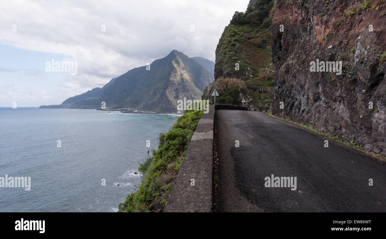 Old dramatic R 101 road, through waterfalls and old tunnels, around ...