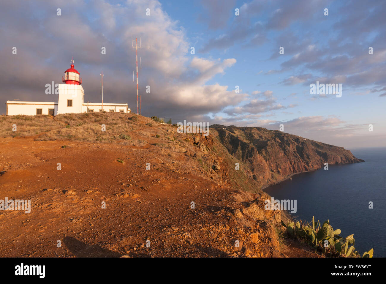 Lighthouse in Ponta do Pargo at sunset, Madeira island, Portugal Stock ...