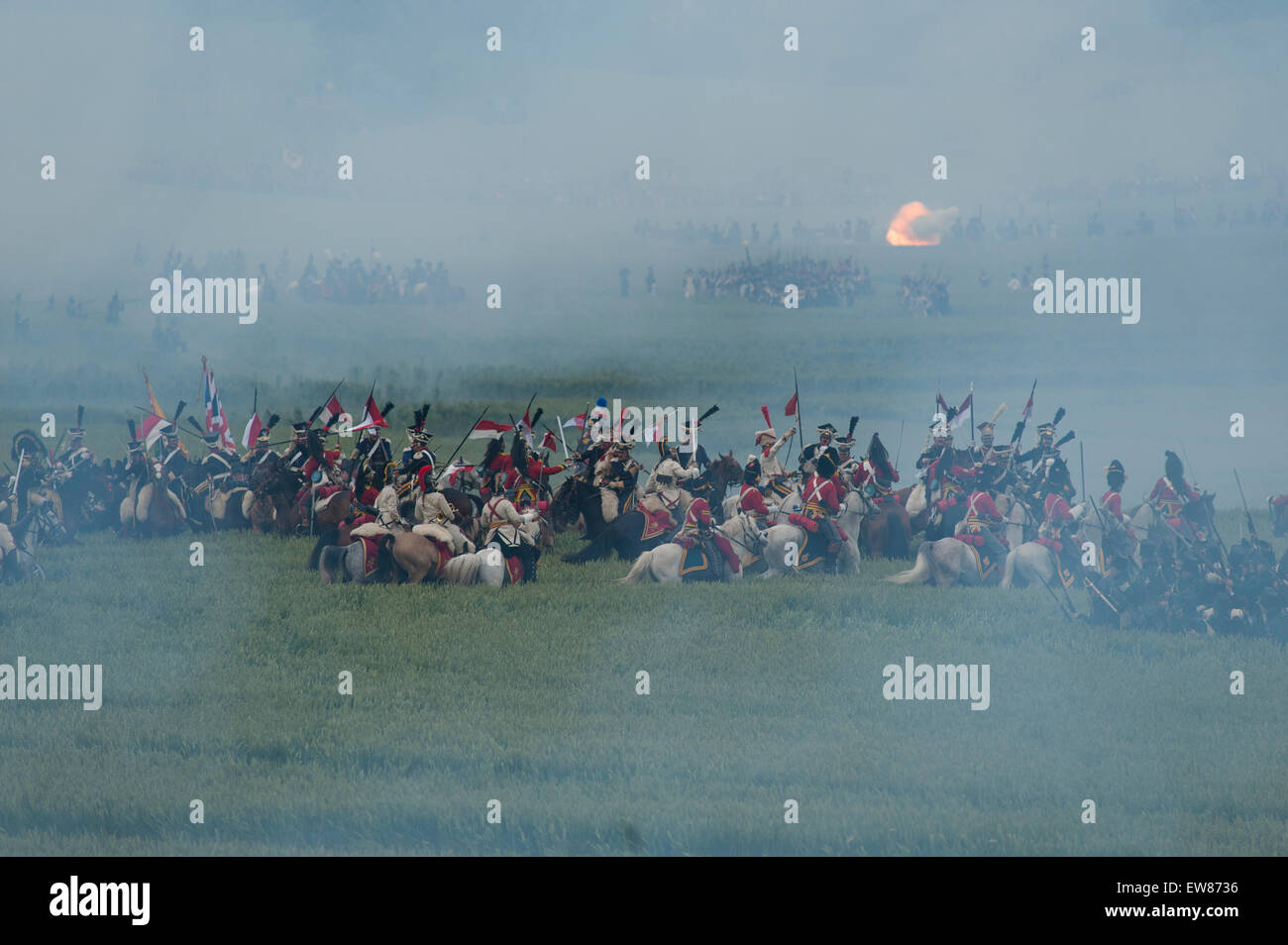 Lions Mound, Waterloo, Belgium. 19th June, 2015. First Reenactment: The ...