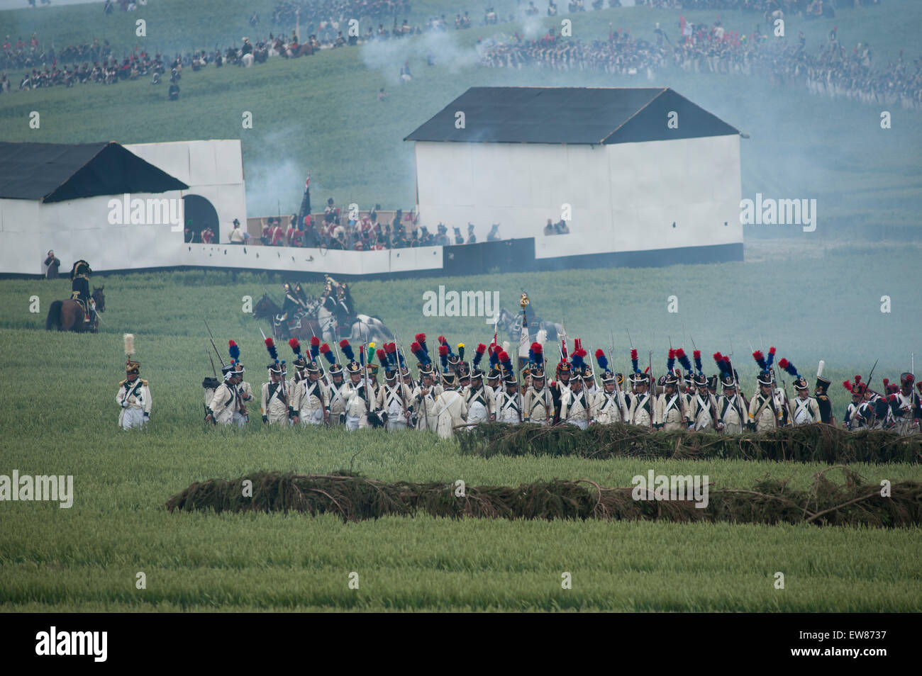 Lions Mound, Waterloo, Belgium. 19th June, 2015. First Reenactment: The ...