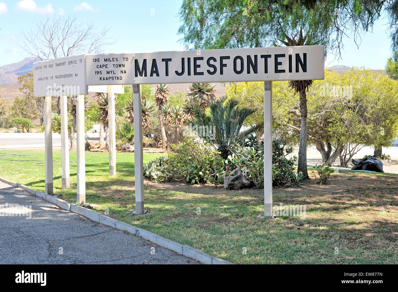 Sign at the historical Matjiesfontein station in the Western Cape ...