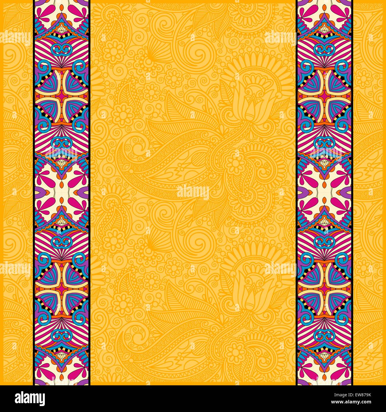 yellow lace border stripe in ornate floral background Stock Vector ...